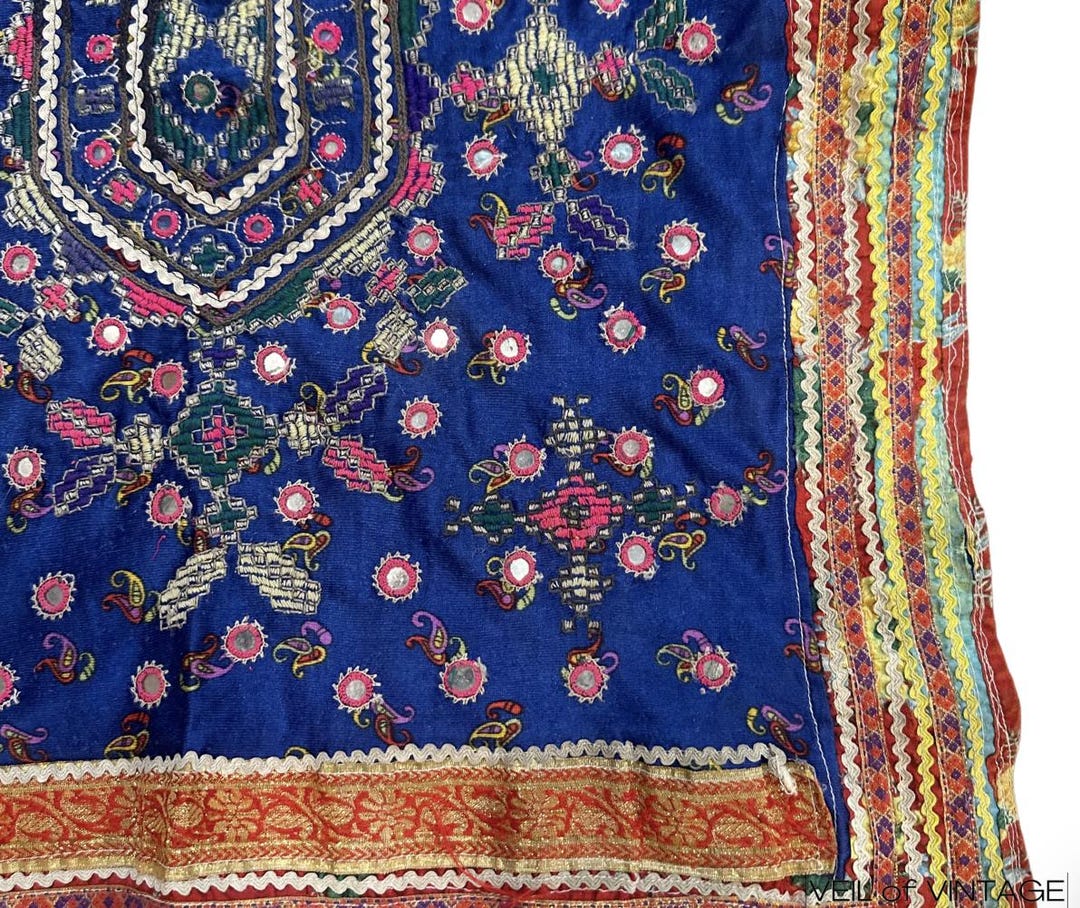 Kutch Embroidered Fabric Beautiful Mirrored Neck Yoke From India - Etsy