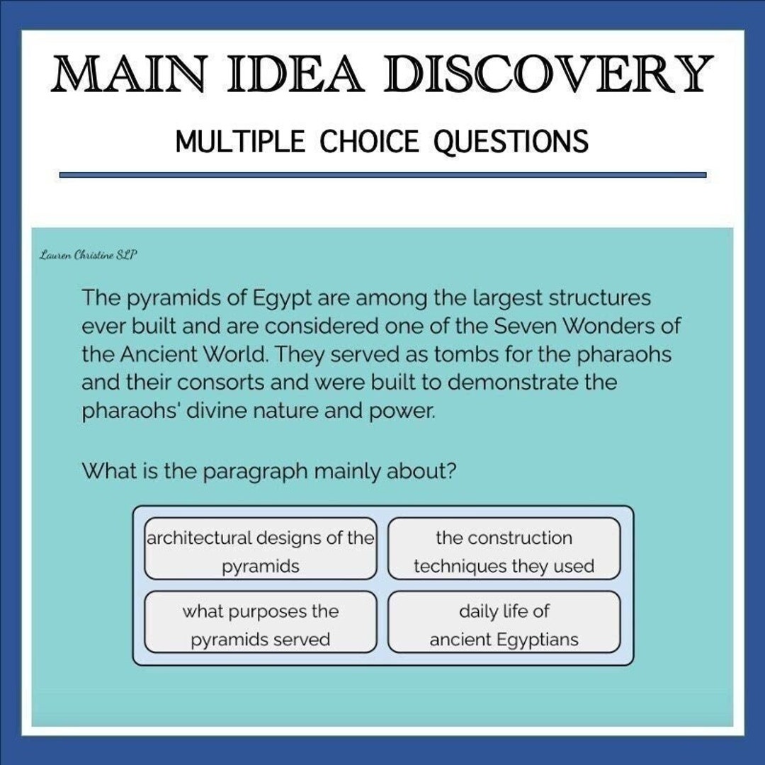 Reading Comprehension: Main Idea Discovery - Etsy