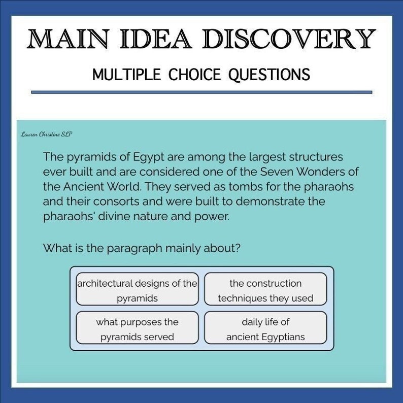 Reading Comprehension: Main Idea Discovery - Etsy