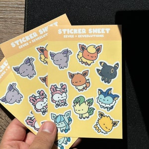 Eeveelutions Eevee Evolutions Sticker Sheet Doodlemon - Etsy
