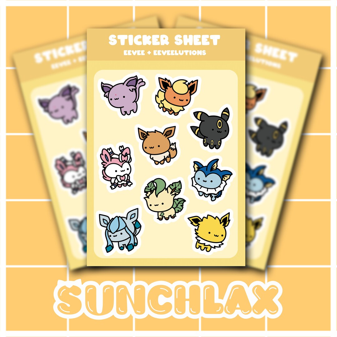 Eeveelutions Eevee Evolutions Sticker Sheet Doodlemon - Etsy