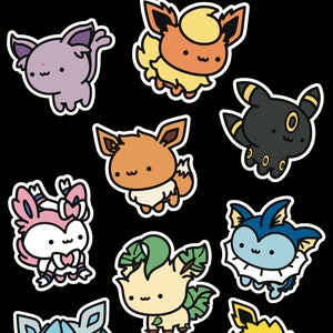 Eeveelutions Eevee Evolutions Sticker Sheet Doodlemon - Etsy