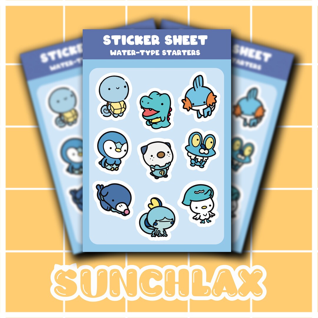 Pokemon Water Starters Sticker Sheet Doodlemon - Etsy