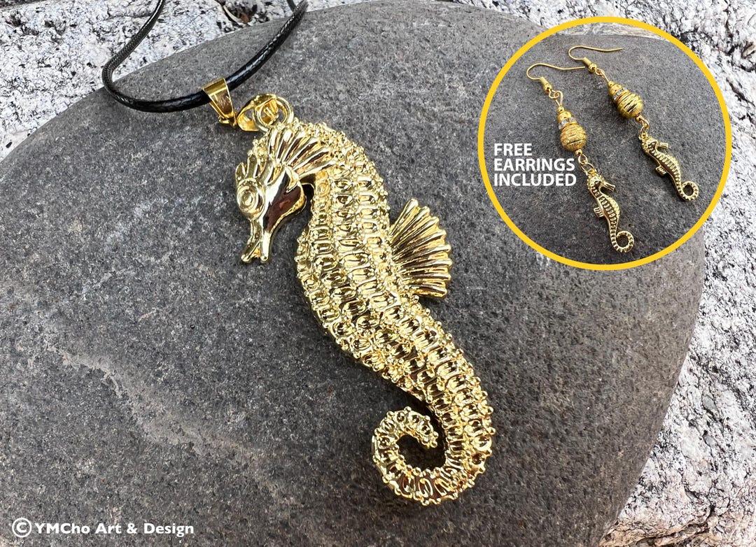 Gold Seahorse Pendant 14K Gold Plated, Minimalist Gold Seahorse Pendant ...