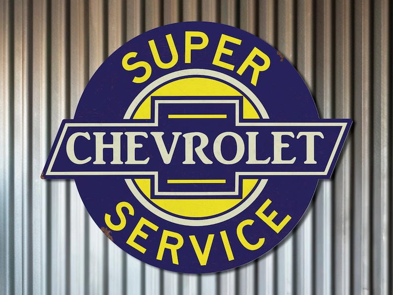 Chevy Super Service – 14in to 48in Tall Advertising REPLICA Metal Sign ...