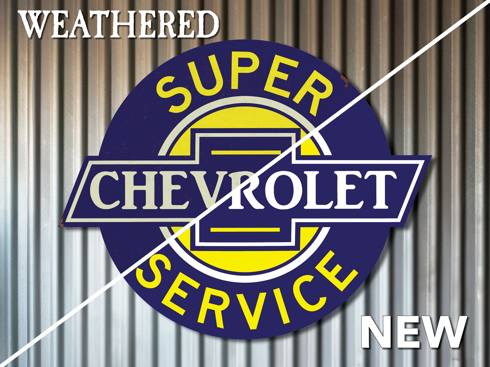 Chevy Super Service – 14in to 48in Tall Advertising REPLICA Metal Sign ...