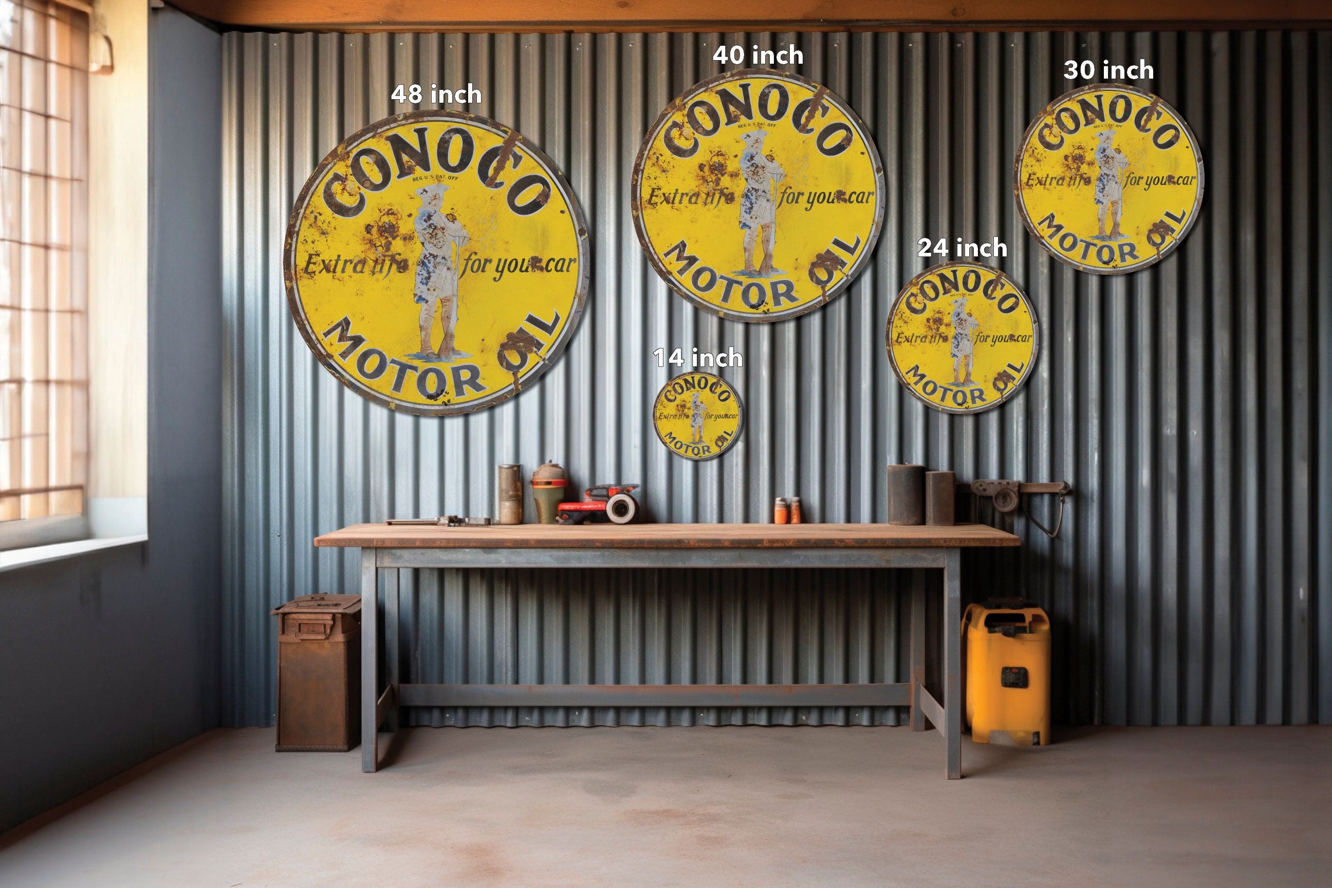 Conoco Motor Oil – 14in to 48in Gas & Oil Advertising REPLICA Metal ...