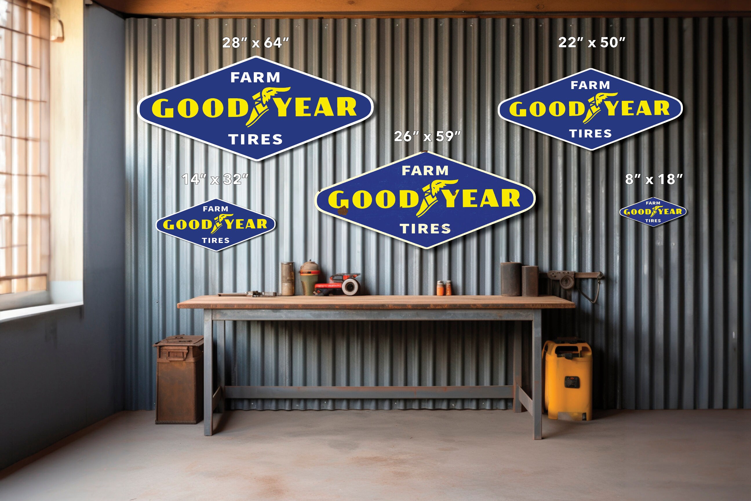 Goodyear Farm Tires – 18" - 64" Tire Advertising REPLICA Metal Sign ...