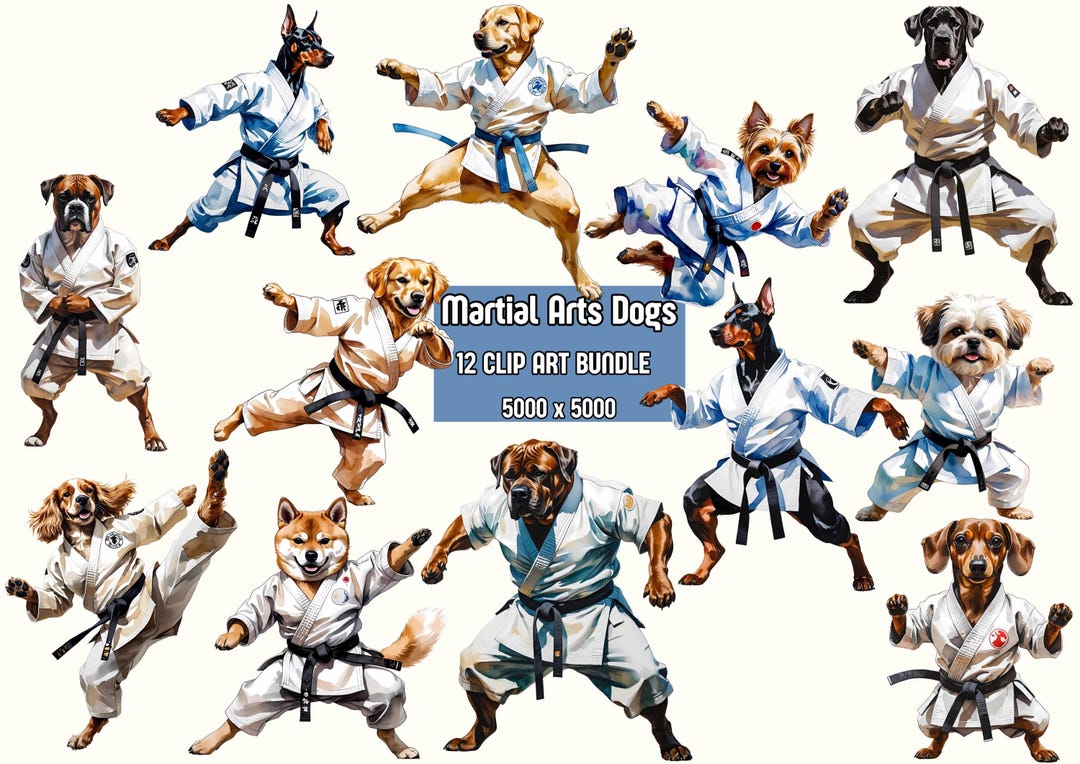 Karate Dogs Clip Art PNG Images Instant Download - Etsy UK