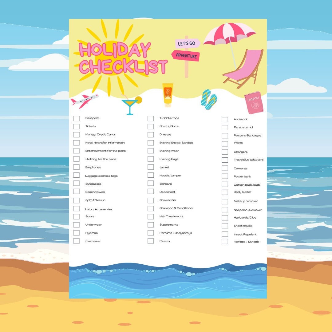 Holiday Travel Packing List Checklist Printable Download PDF - Etsy