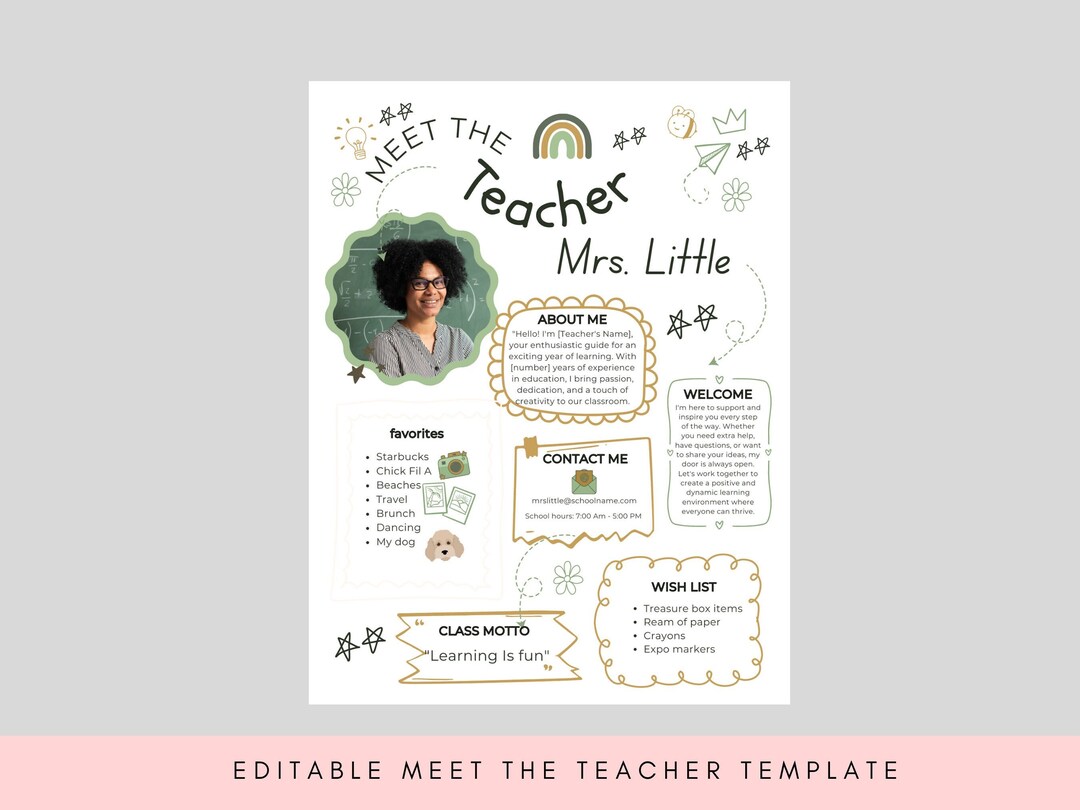 Conozca al maestro, plantilla del maestro, folleto de regreso a clases ...