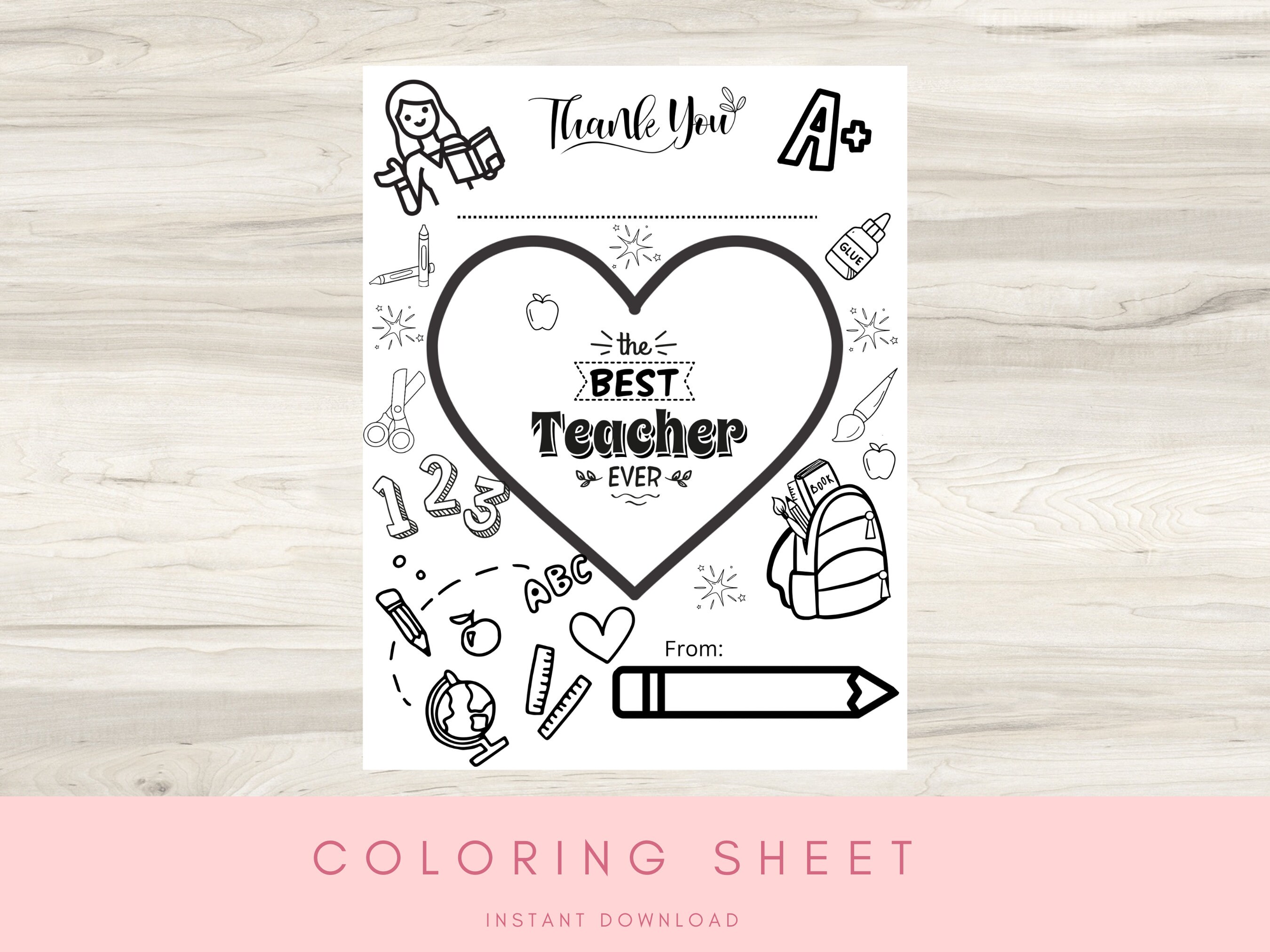 Teacher Appreciation Coloring Sheet - Etsy