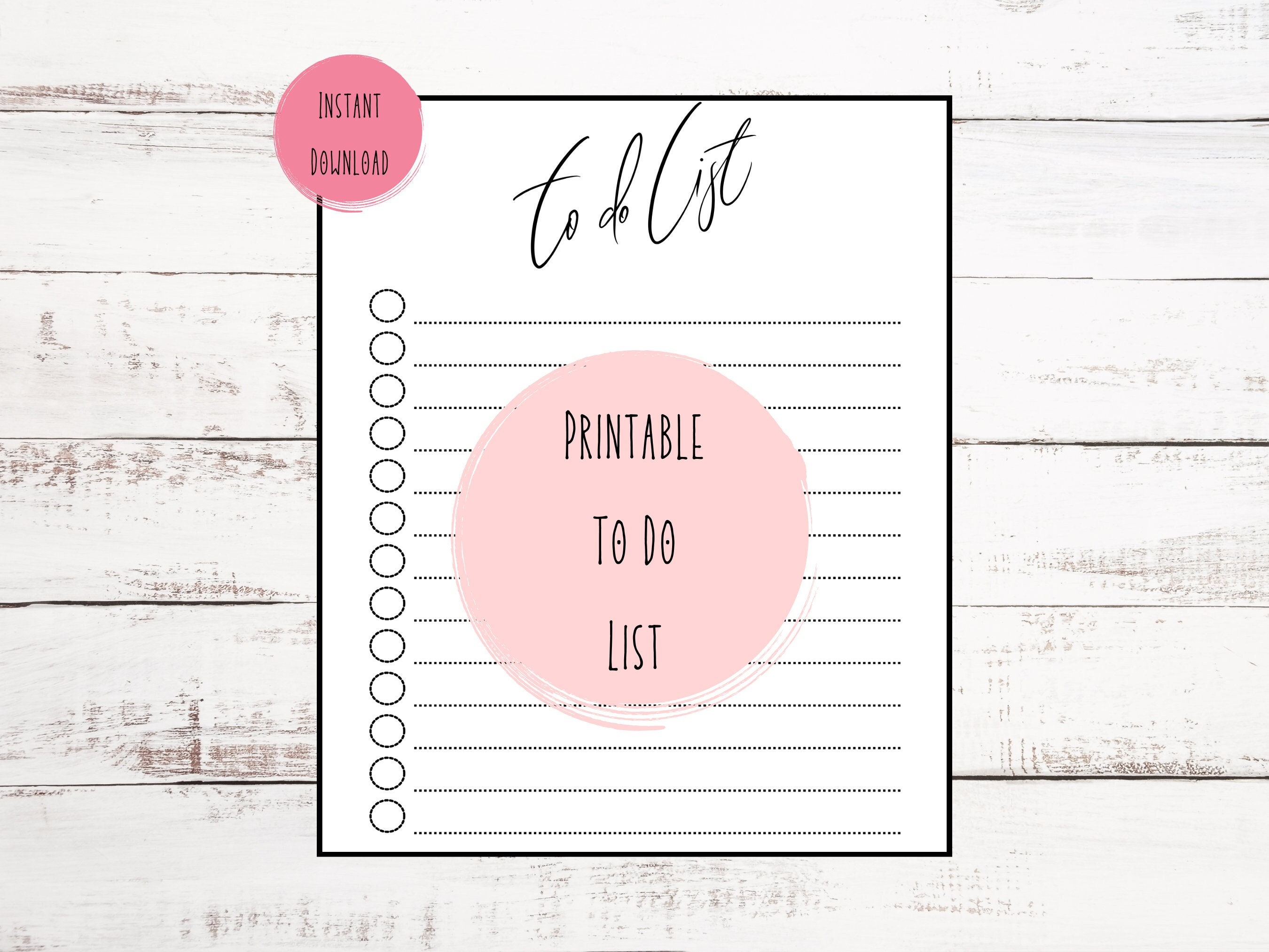 Printable to Do List Simple to Do List Instant Download Daily to Do ...