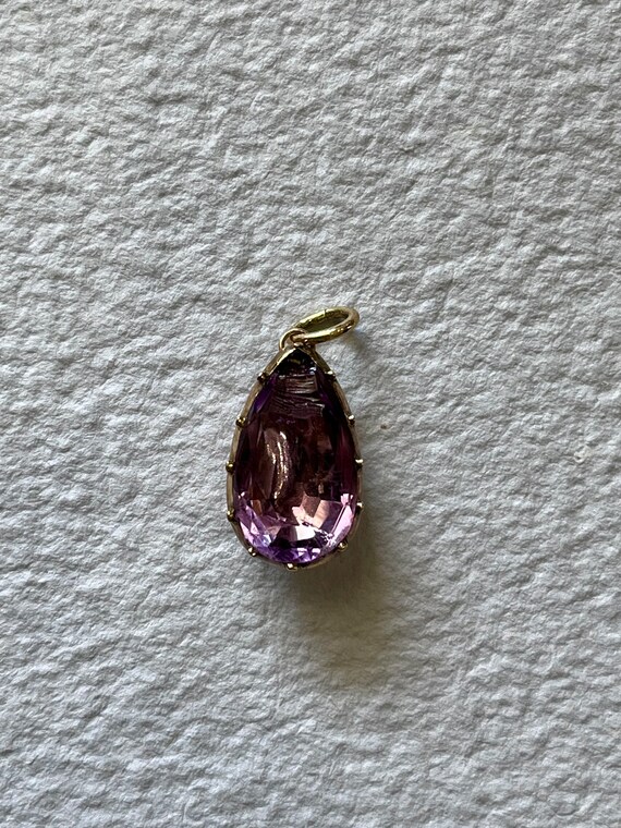 Chipped Georgian foiled-back amethyst teardrop pendan… - Gem
