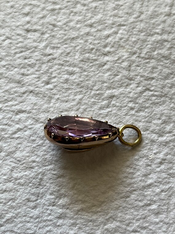 Chipped Georgian foiled-back amethyst teardrop pendan… - Gem