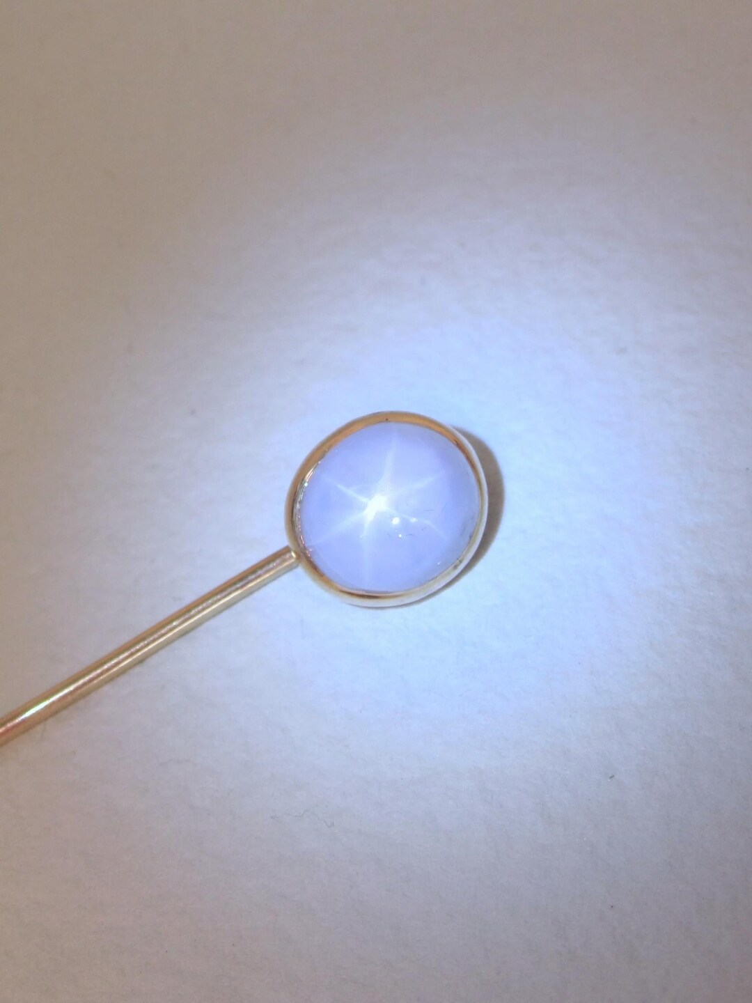 Antique 18K Yellow Gold Stick Pin With ~6ct Star Sapphire, Signed ...