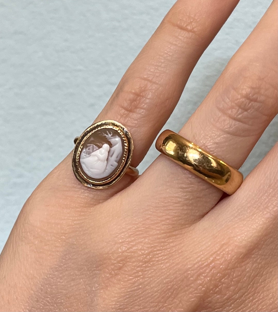 Antique Gold Cameo Pinky Ring - Etsy
