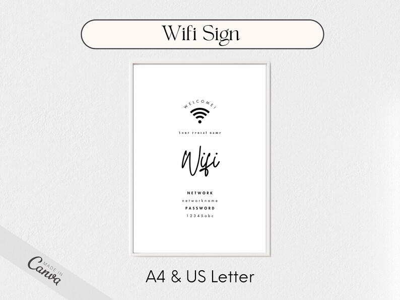 Wifi Sign, Editable Airbnb Wifi Sign, Wifi Sign for Rentals, VRBO ...