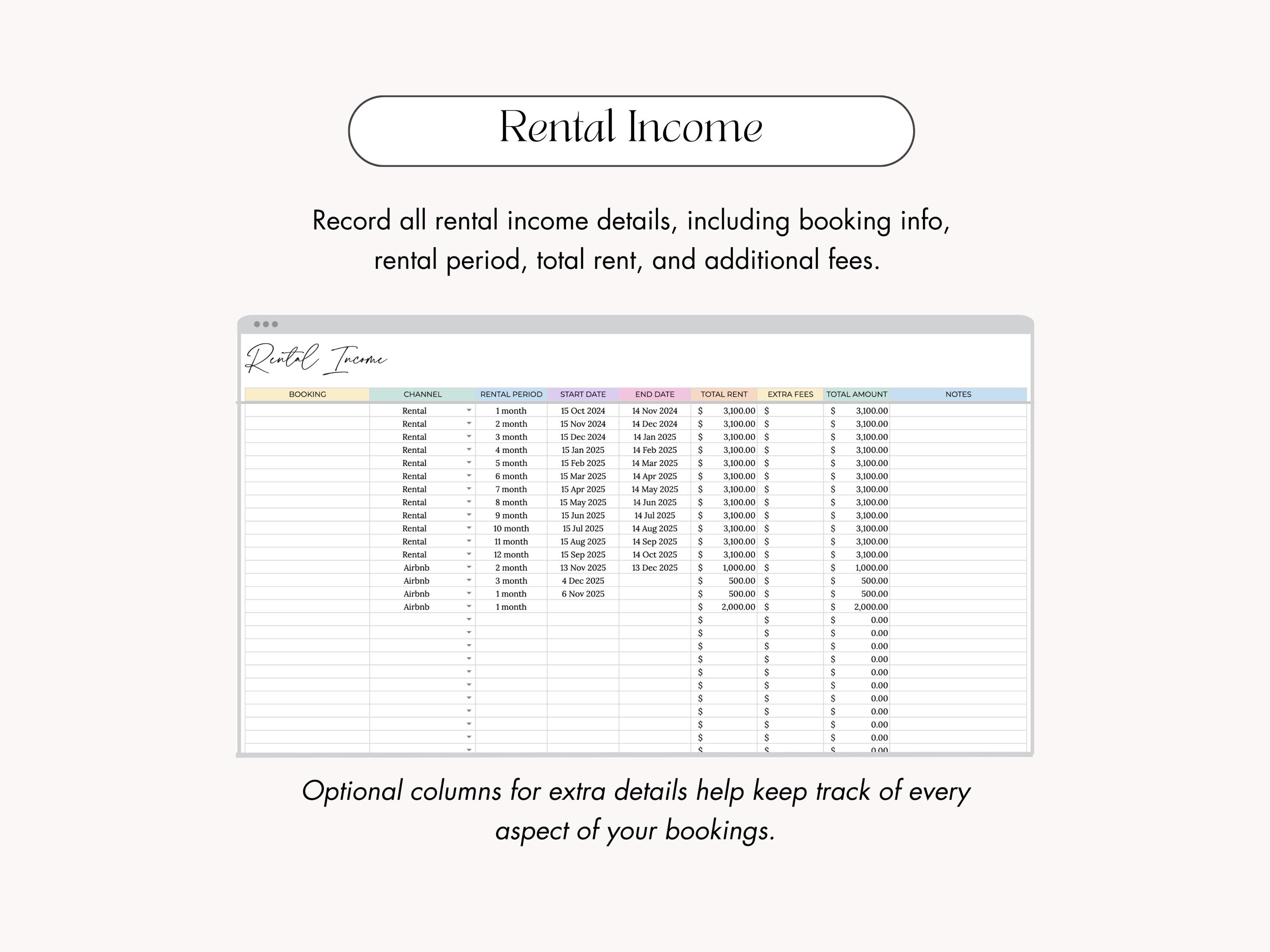 Rental Income & Expense Tracker Spreadsheet, Google Sheets, Rental ...