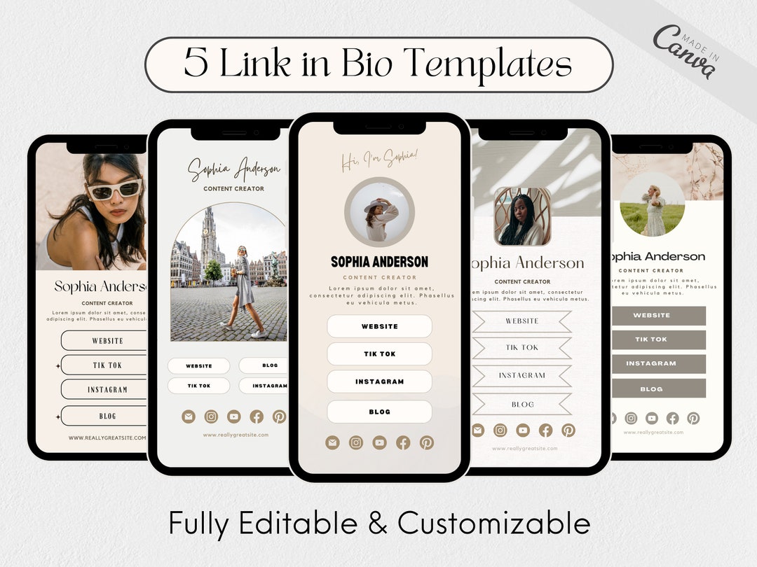 5 Link in Bio Templates, Minimalist Link in Bio Template, Linktree ...