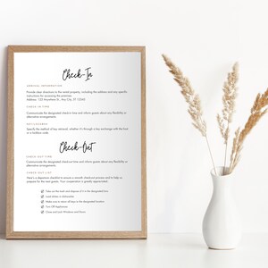 Check-in & Check-out List, Editable Airbnb Sign, Short-term Rentals ...