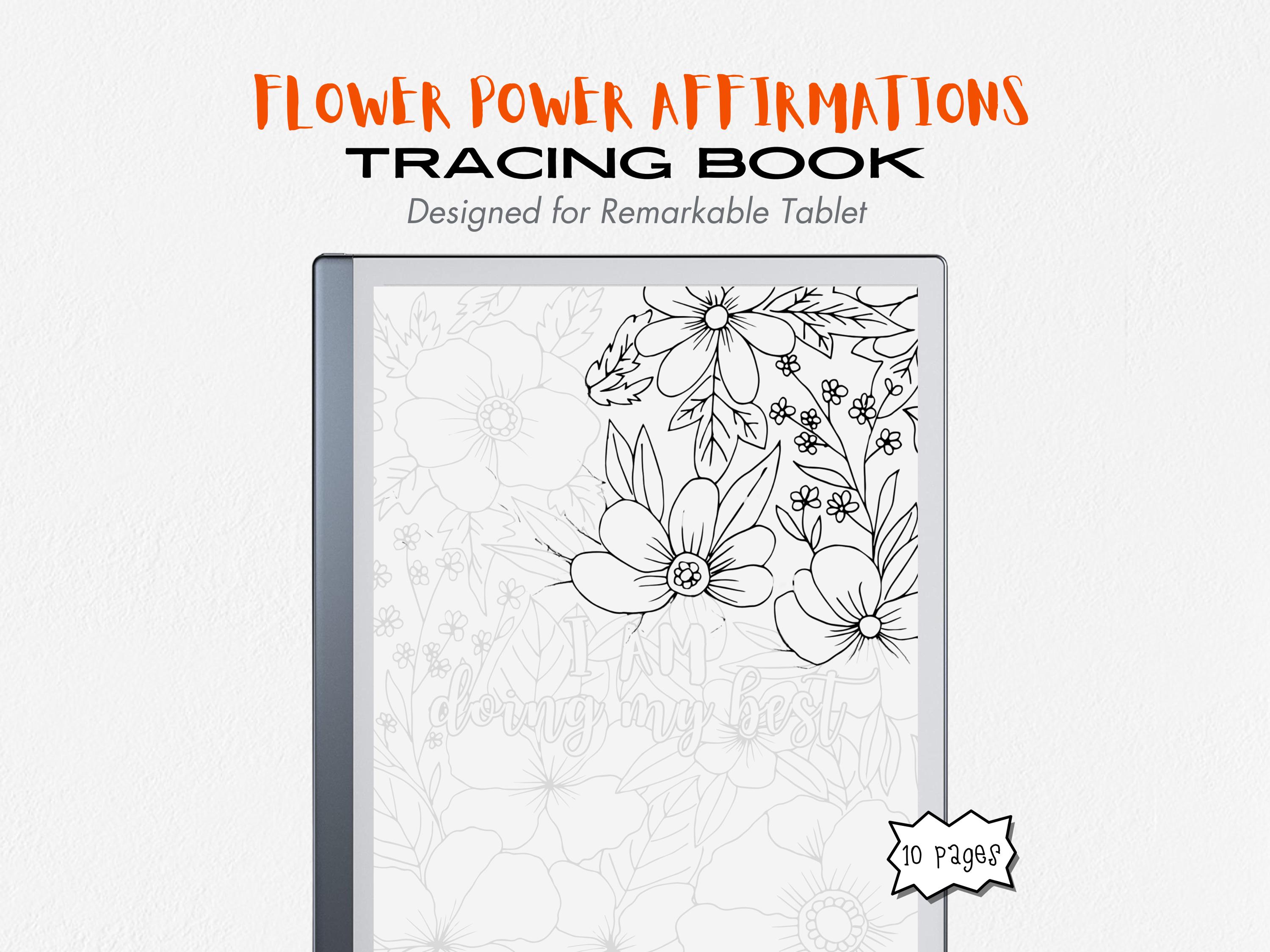 Flowers Affirmations Tracing Book, Remarkable 2 Templates, Doodle Pad ...