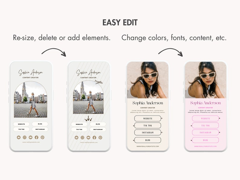 5 Link in Bio Templates, Minimalist Link in Bio Template, Linktree ...