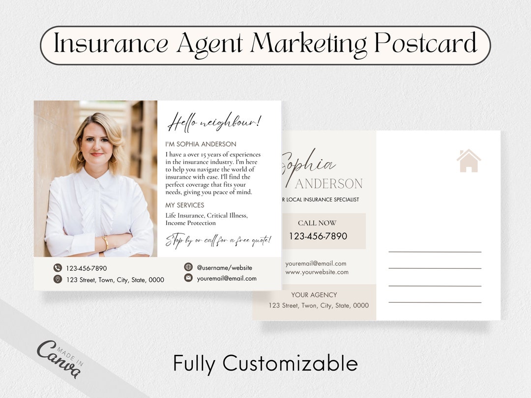 Insurance Agent Marketing Postcard, Insurance Postcard Templates ...