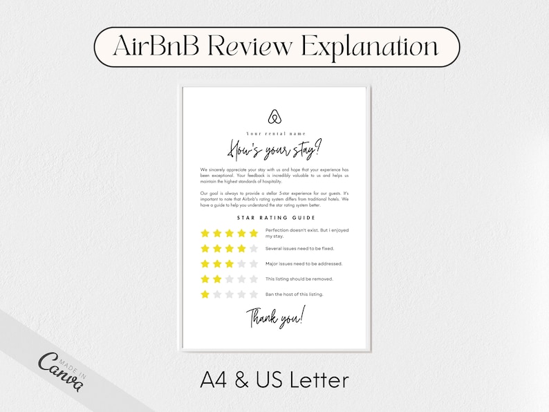 Airbnb Star Rating Guide, Airbnb Rating Explanation Template, Editable ...