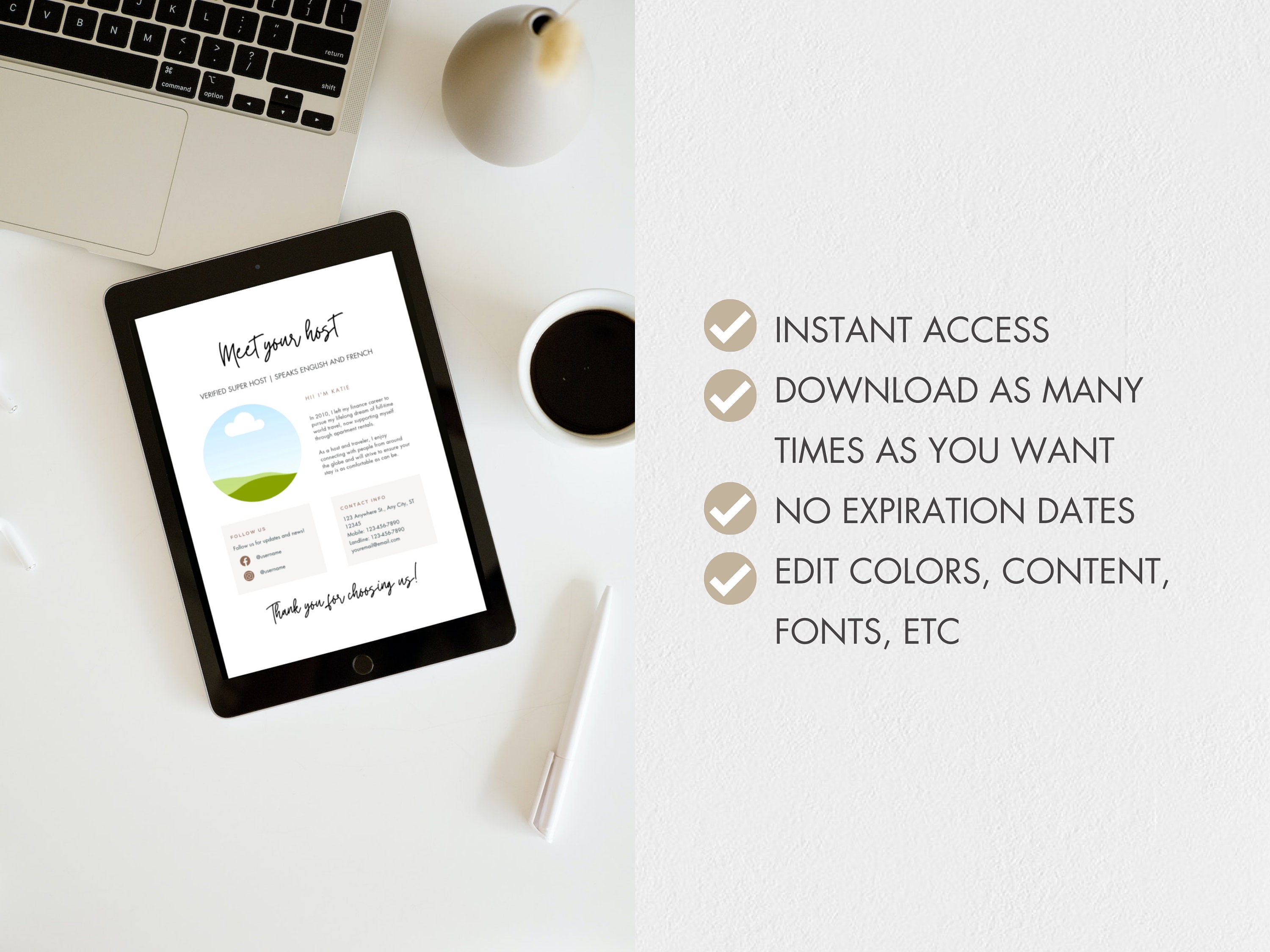 Meet Your Host Sign, Editable Airbnb Sign, About the Host, VRBO, Airbnb ...