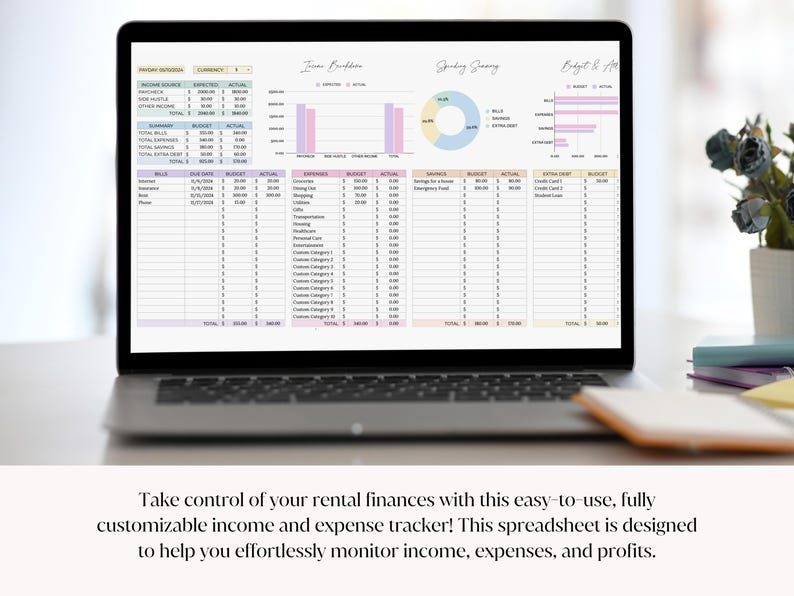 Rental Income & Expense Tracker Spreadsheet, Google Sheets, Rental ...