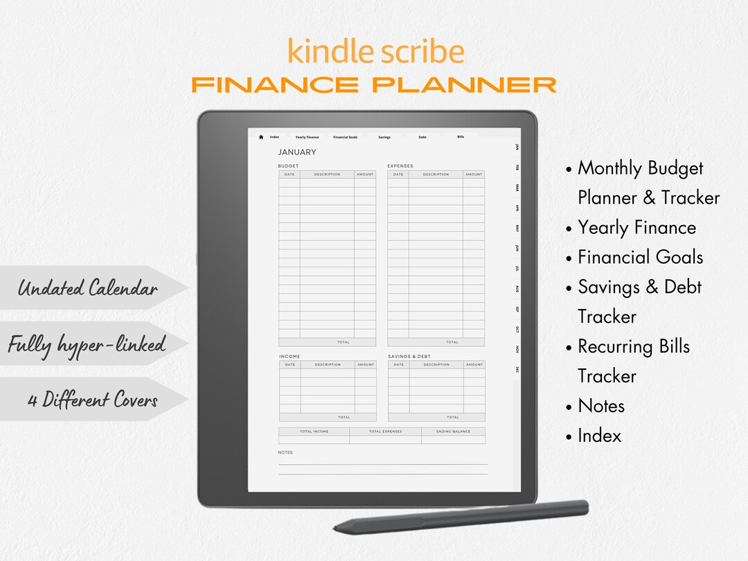Kindle Scribe Finance Planner, Budget Planner, Kindle Scribe Templates ...