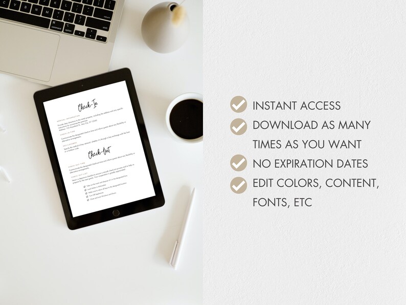 Check-in & Check-out List, Editable Airbnb Sign, Short-term Rentals ...