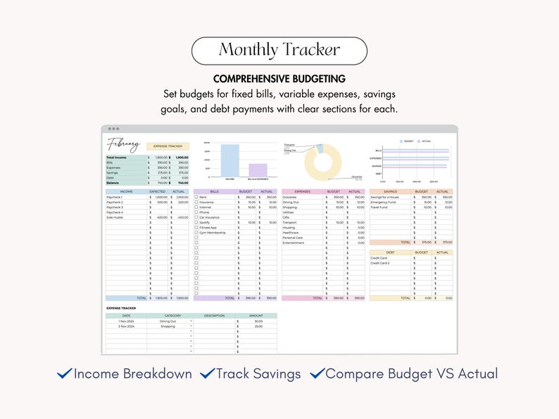 Simple Annual Budget Spreadsheet, Google Sheets, Annual Budget Planner ...