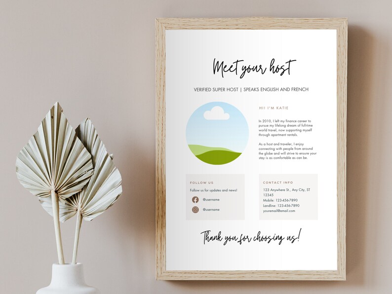 Meet Your Host Sign Editable Airbnb Sign About the Host - Etsy