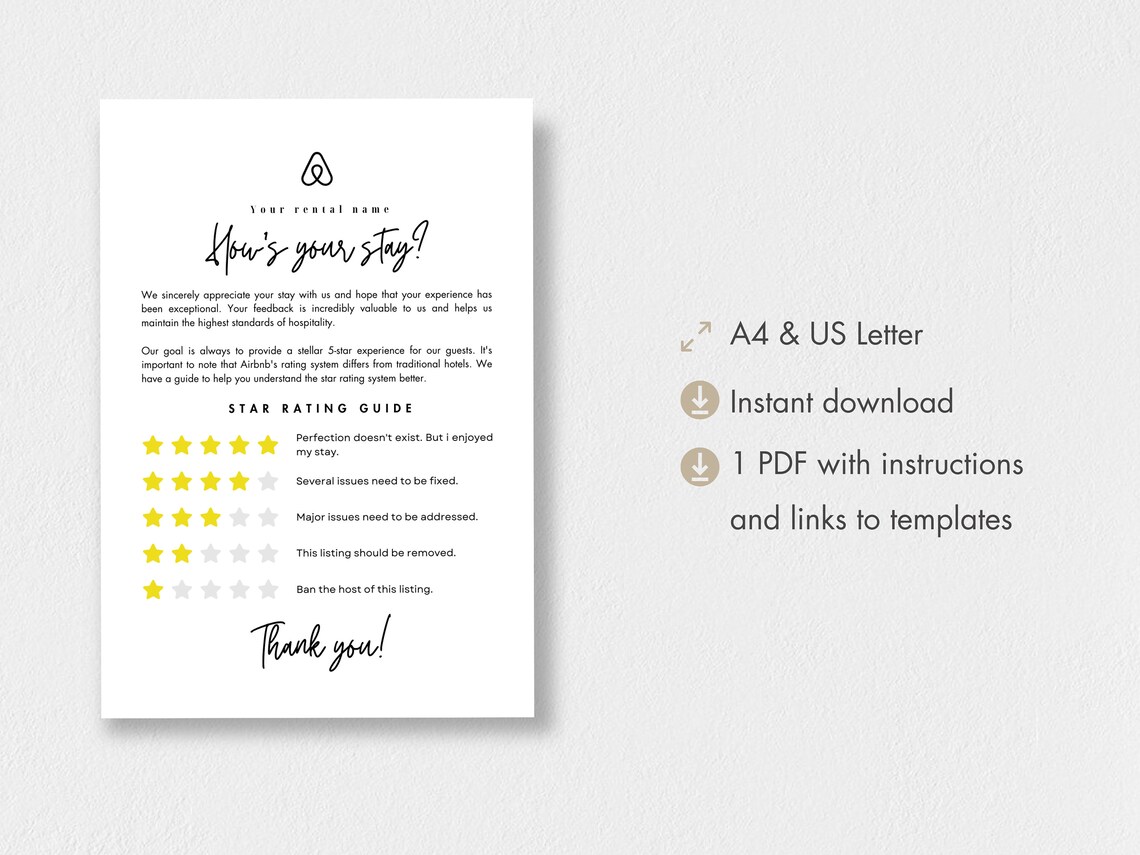 Airbnb Star Rating Guide, Airbnb Rating Explanation Template, Editable ...