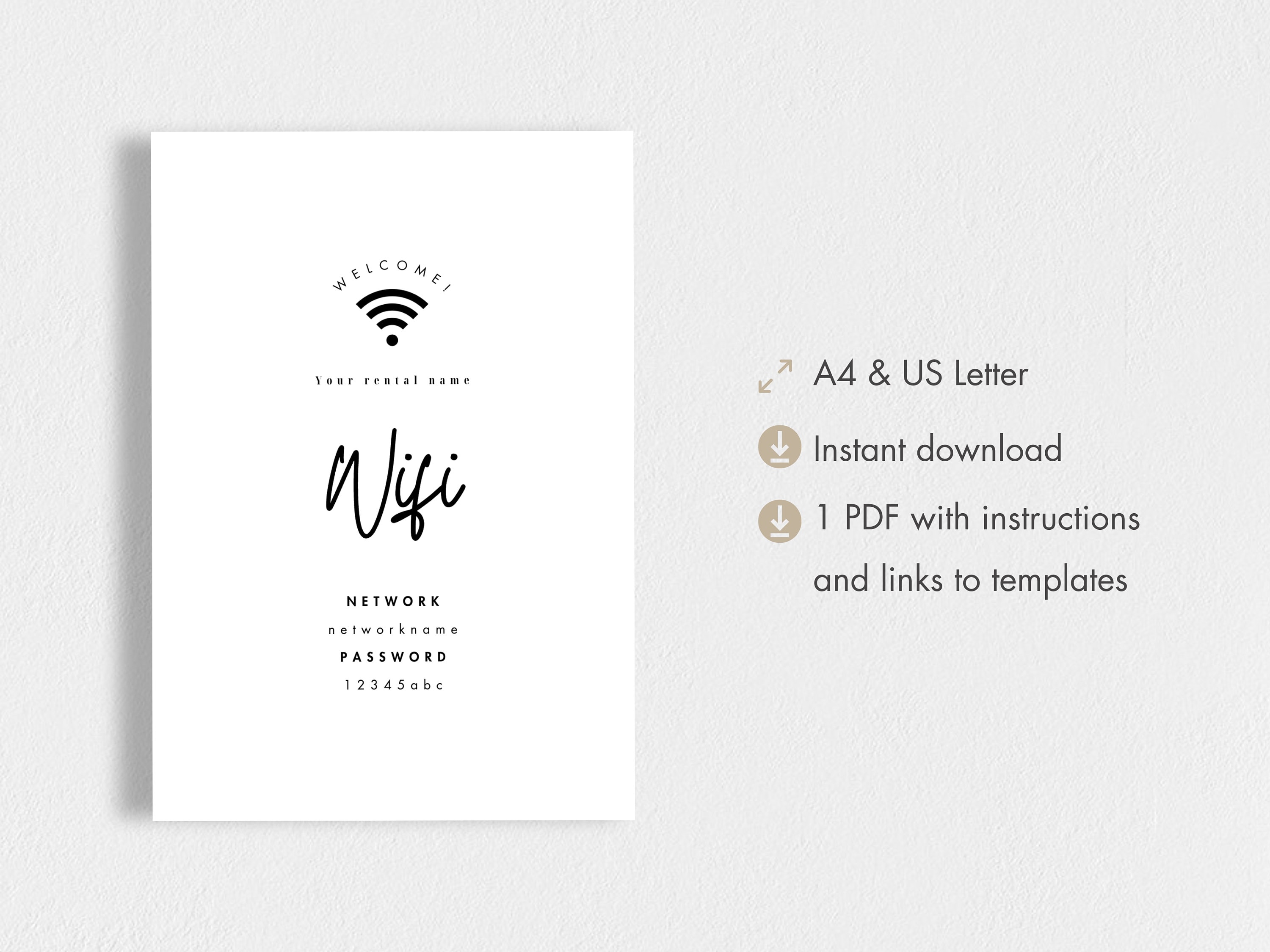 Wifi Sign, Editable Airbnb Wifi Sign, Wifi Sign for Rentals, VRBO ...