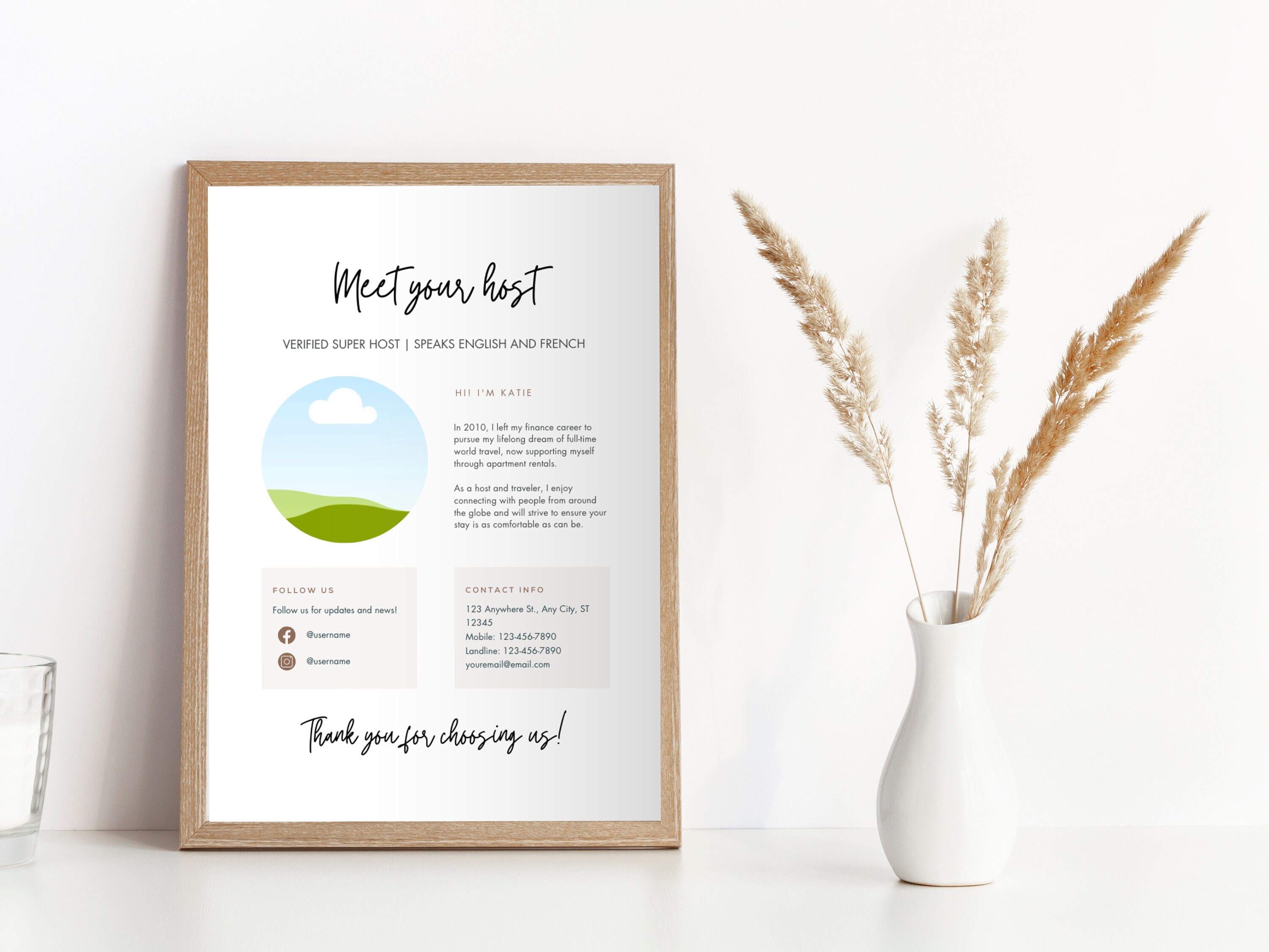 Meet Your Host Sign, Editable Airbnb Sign, About the Host, VRBO, Airbnb ...
