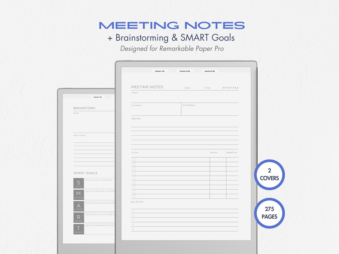 Meeting Notes, Brainstorm, Goal Planner, Meeting Minutes, Meeting Book ...