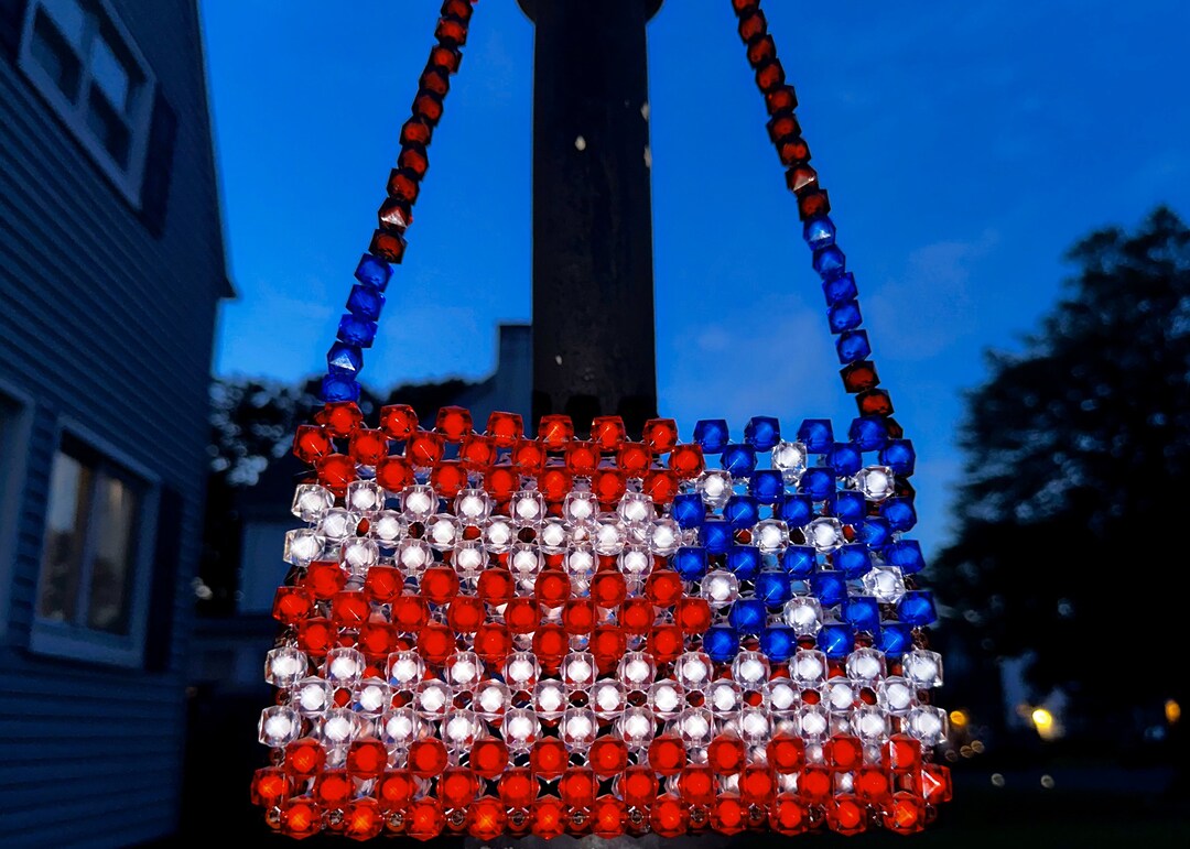 Handmade Beaded USA Flag Purse, Patriotic Shoulder Bag - Etsy
