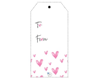 Printable Cute Valentine's Day Gift Tags, Watercolor Pink and Red ...