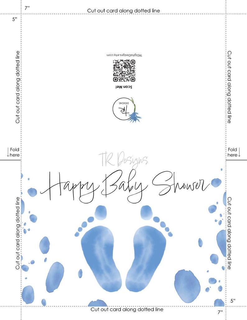 Blue Watercolor Baby Shower Card - Etsy