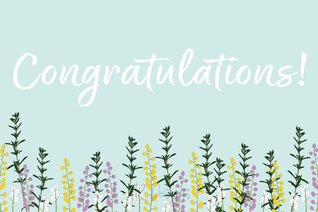 Congratulations Botanical Card - Etsy