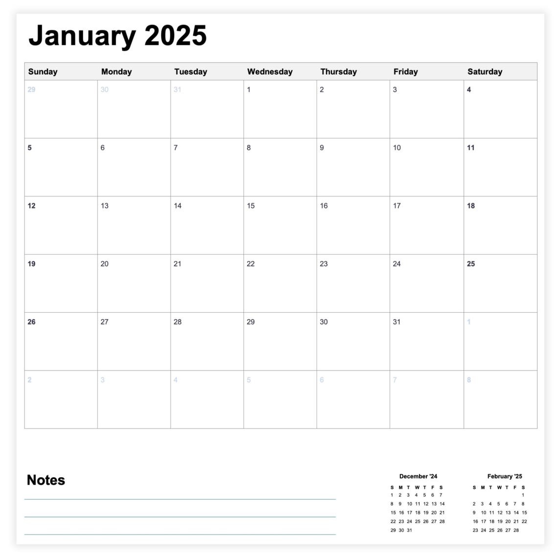 2025 Editable Calendar Template | Automatic Dates Excel Calendar ...