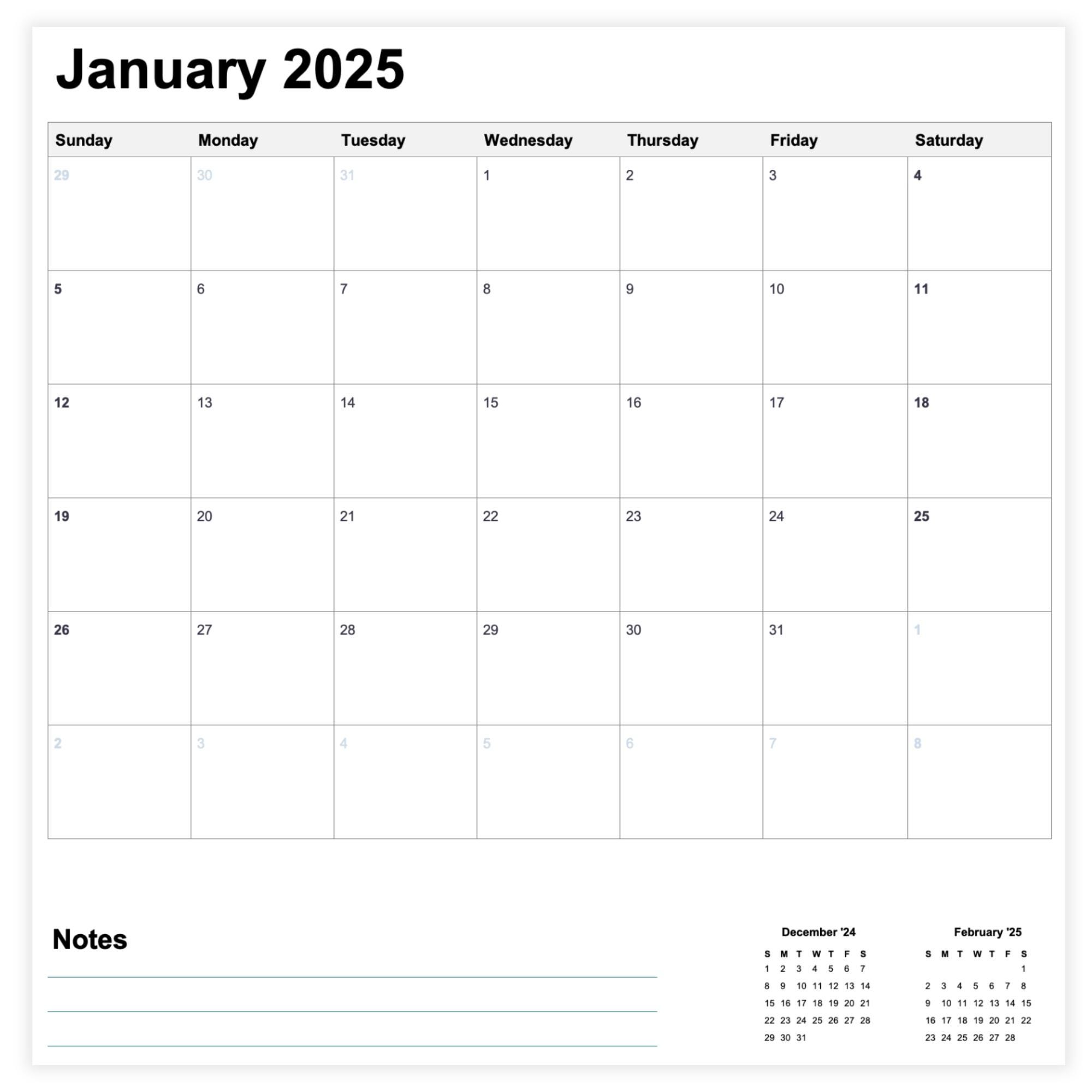 2025 Editable Calendar Template | Automatic Dates Excel Calendar ...