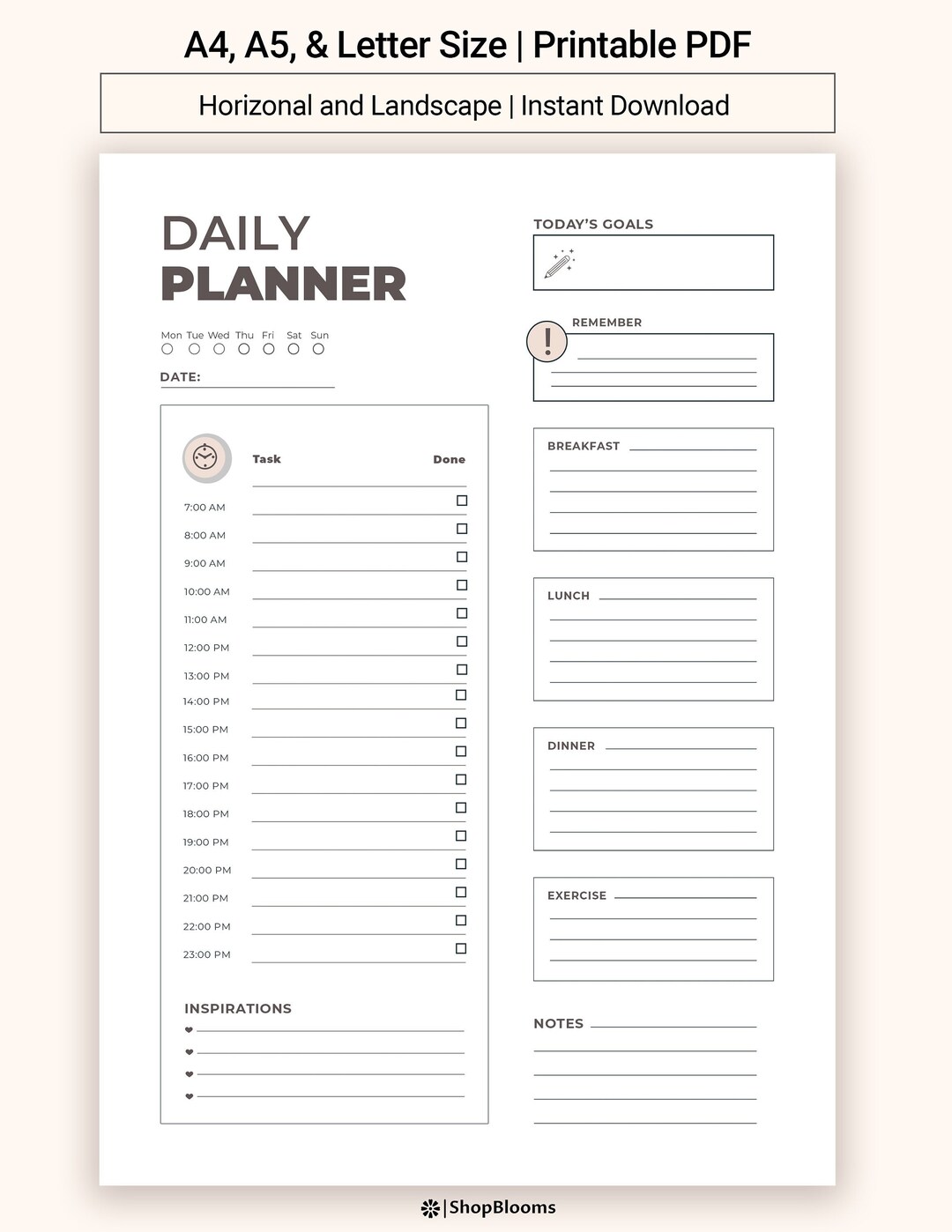 Daily Planner, Work From Home Planner, Daily Scheduler, Daily Hourly ...