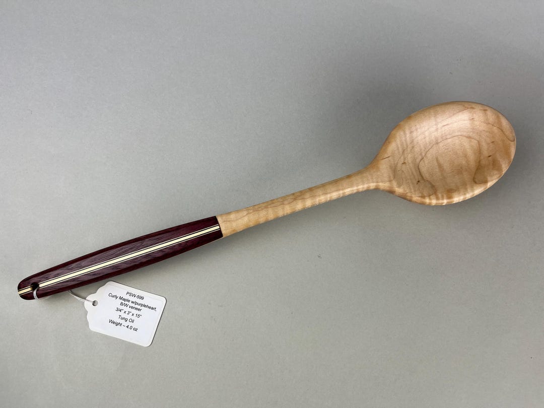 Handmade Curly Maple and Purpleheart Spanking Spoon, Wooden Spanking ...