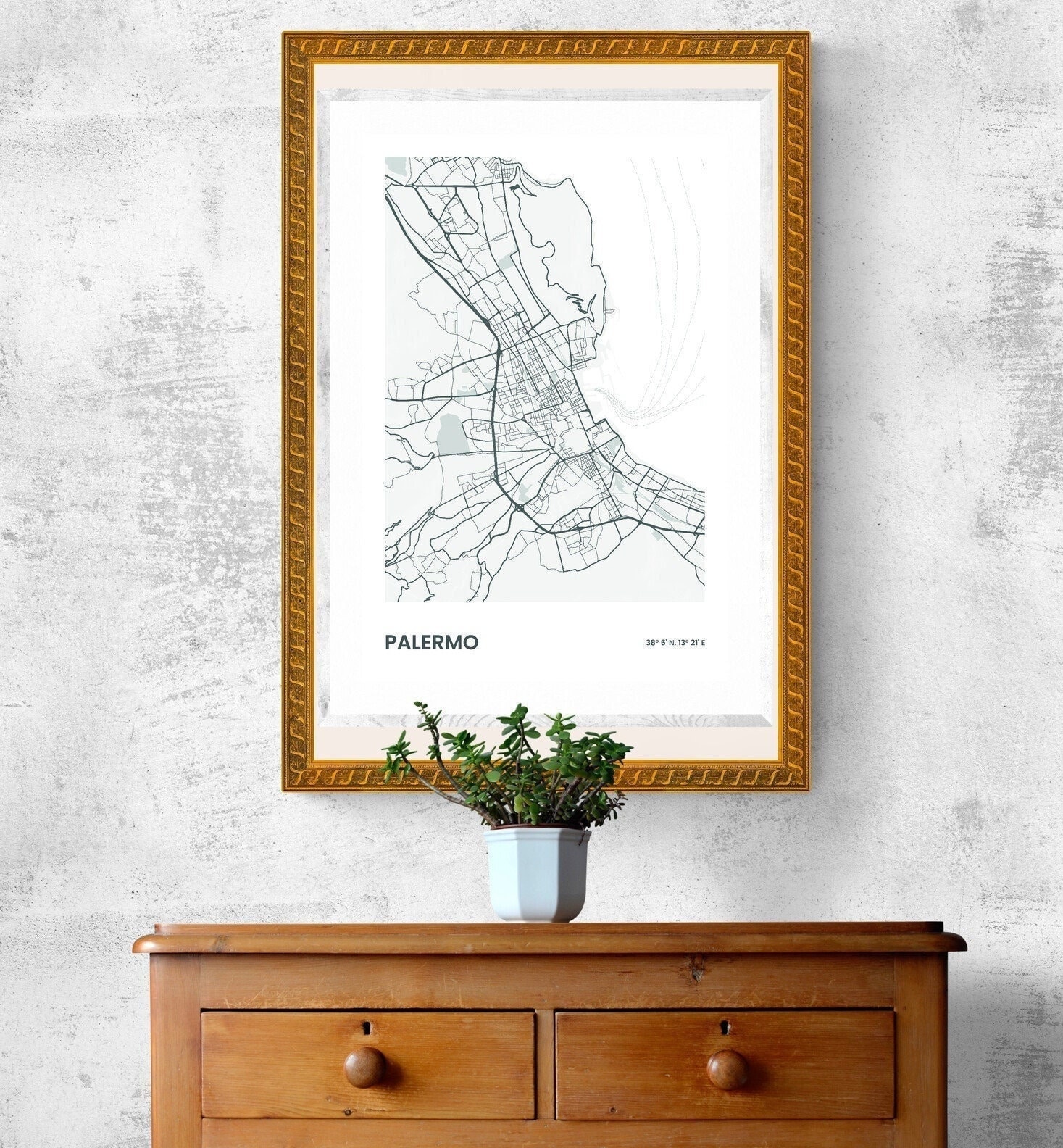 Palermo City Map, Custom Map, Custom Map Poster, Palermo City, Decor ...