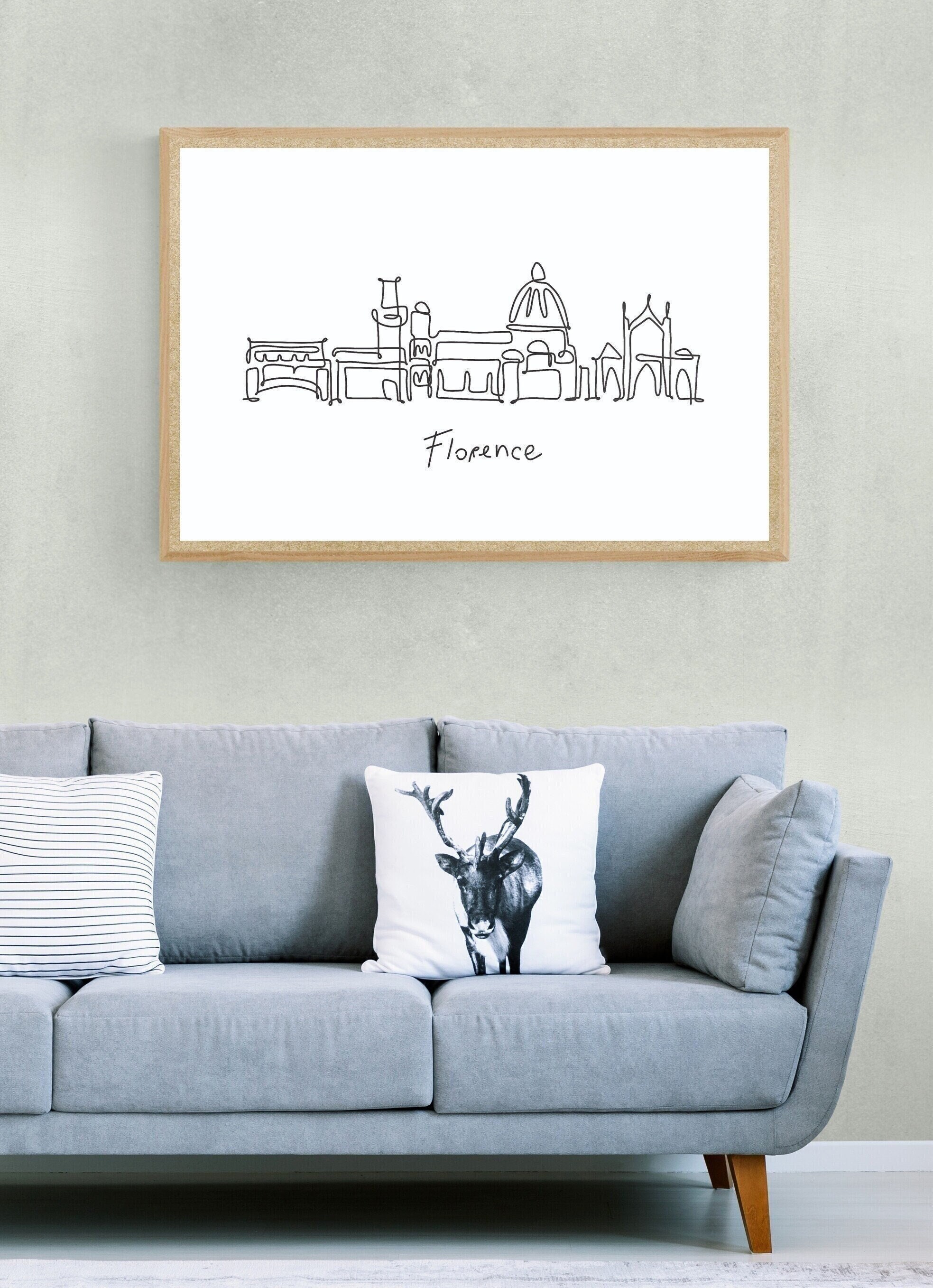 Florence One Line Drawing Printable, 1 Line Drawing Skyline Print ...