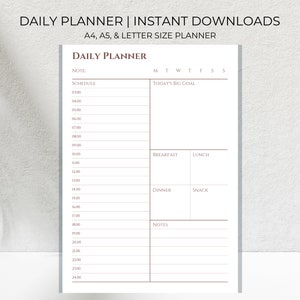 Printable Daily Sheet Plan Simple Functional Personal Daily 24 Hour ...
